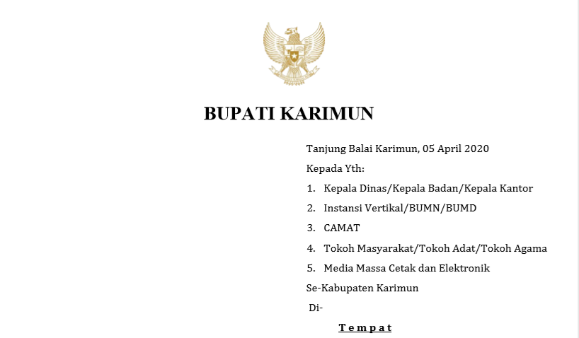 Bupati Karimun Terbitkan Surat Edaran Larangan Mudik |Kundur News Bupati Karimun Terbitkan Surat Edaran Larangan Mudik |Kundur News