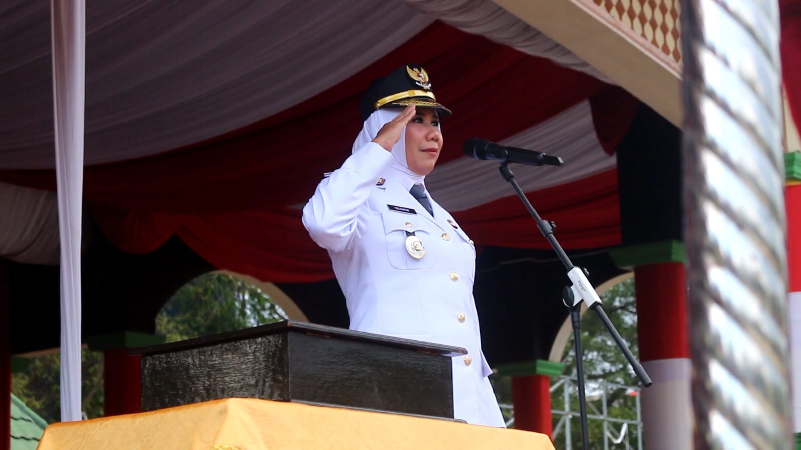 Wakil Bupati Inhil Pimpin Upacara Penurunan Bendera HUT RI ke-80 - Kundur News